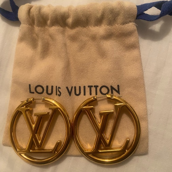 Louis Vuitton | Accessories | Louise Gold Lv Hoops | Poshmark